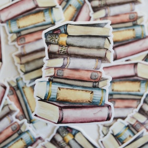 Book Stack Sticker | Vintage | Vinyl | Die Cut | Waterproof | Book Club ...
