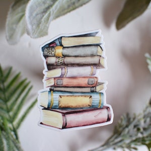 Book Stack Sticker | Vintage | Vinyl | Die Cut | Waterproof | Book Club ...