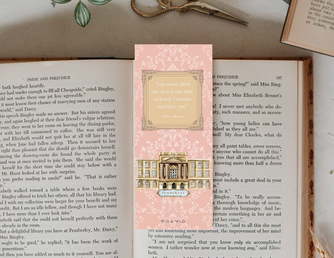 Pride and Prejudice Bookmark: Pemberley Watercolor, Jane Austen Gift - Etsy