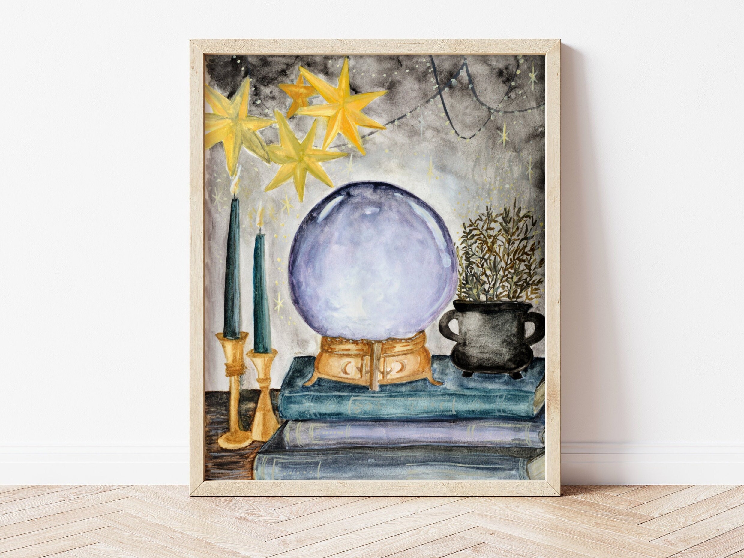 Crystal Ball Print / Psychic Halloween Art Print / Autumn | Etsy