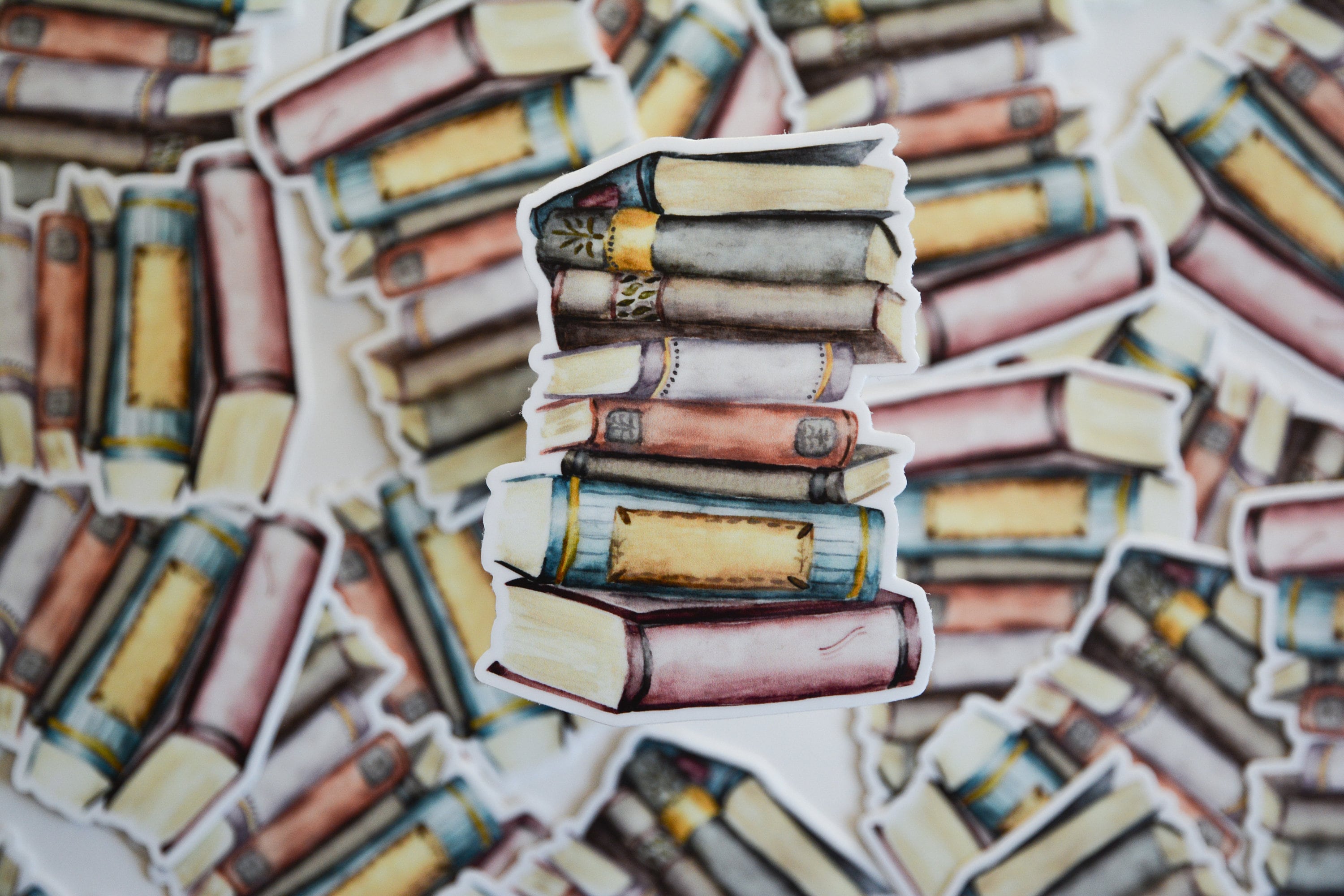 Book Stack Sticker Vintage Vinyl Die Cut Waterproof | Etsy