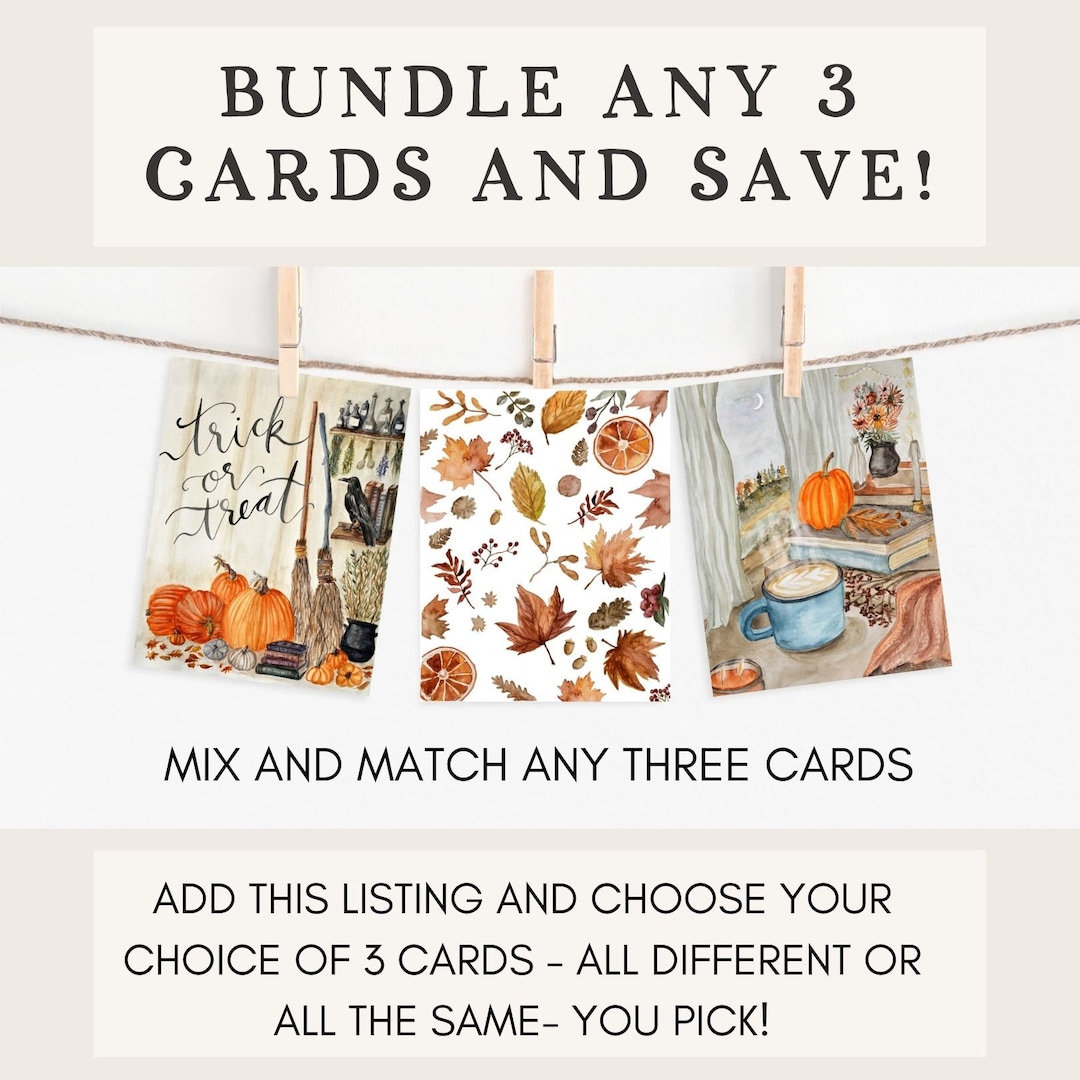 3 Card Mix and Match / Blank Fall Greeting Cards / Halloween Cards ...