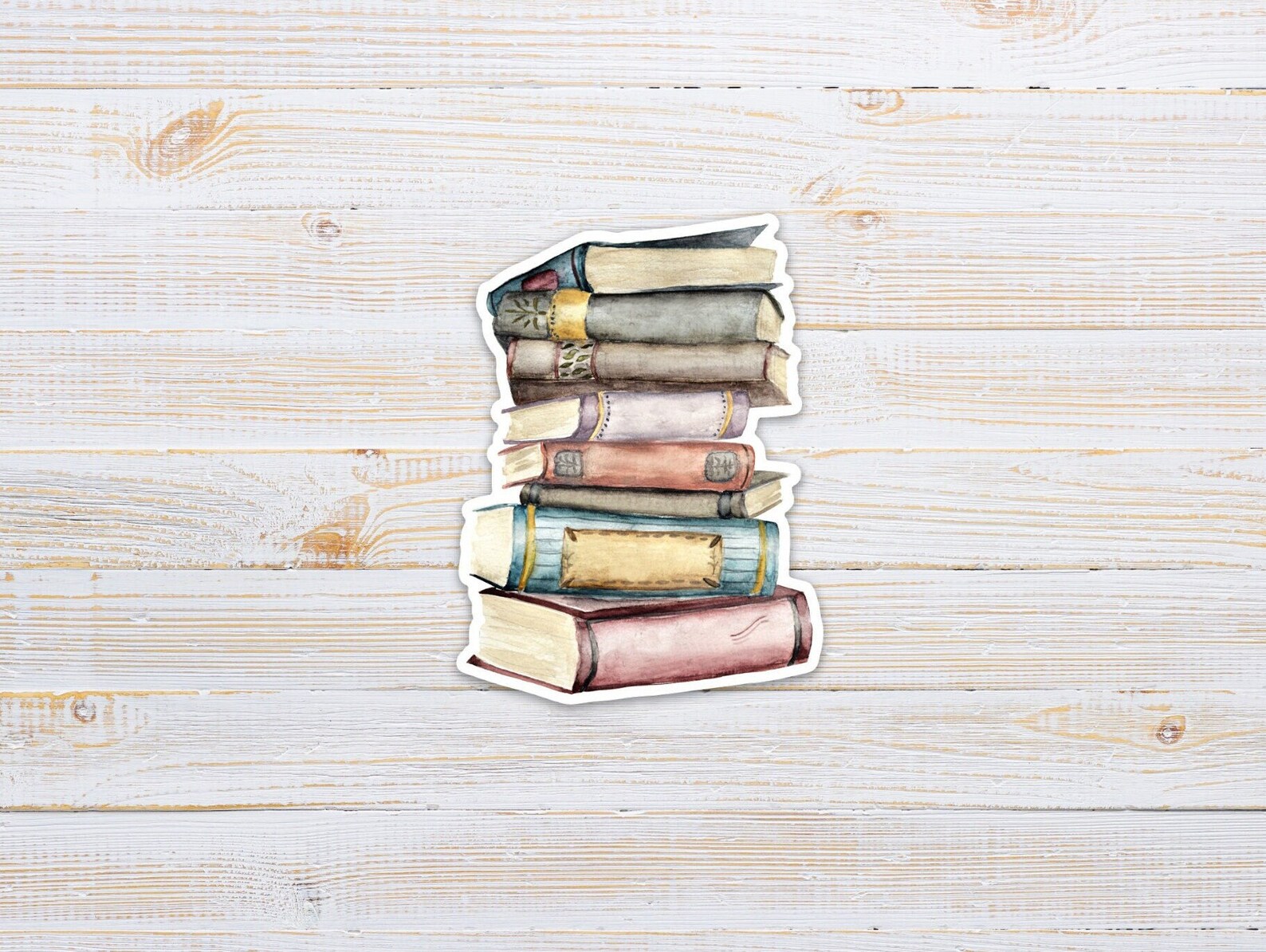Book Stack Sticker Vintage Vinyl Die Cut Waterproof | Etsy
