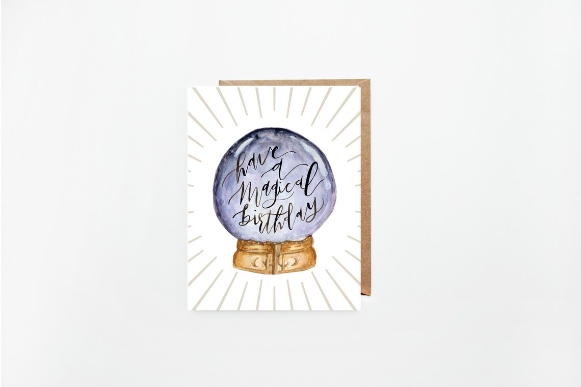 Crystal Ball Birthday Card: Hand-painted Magical Design - Etsy