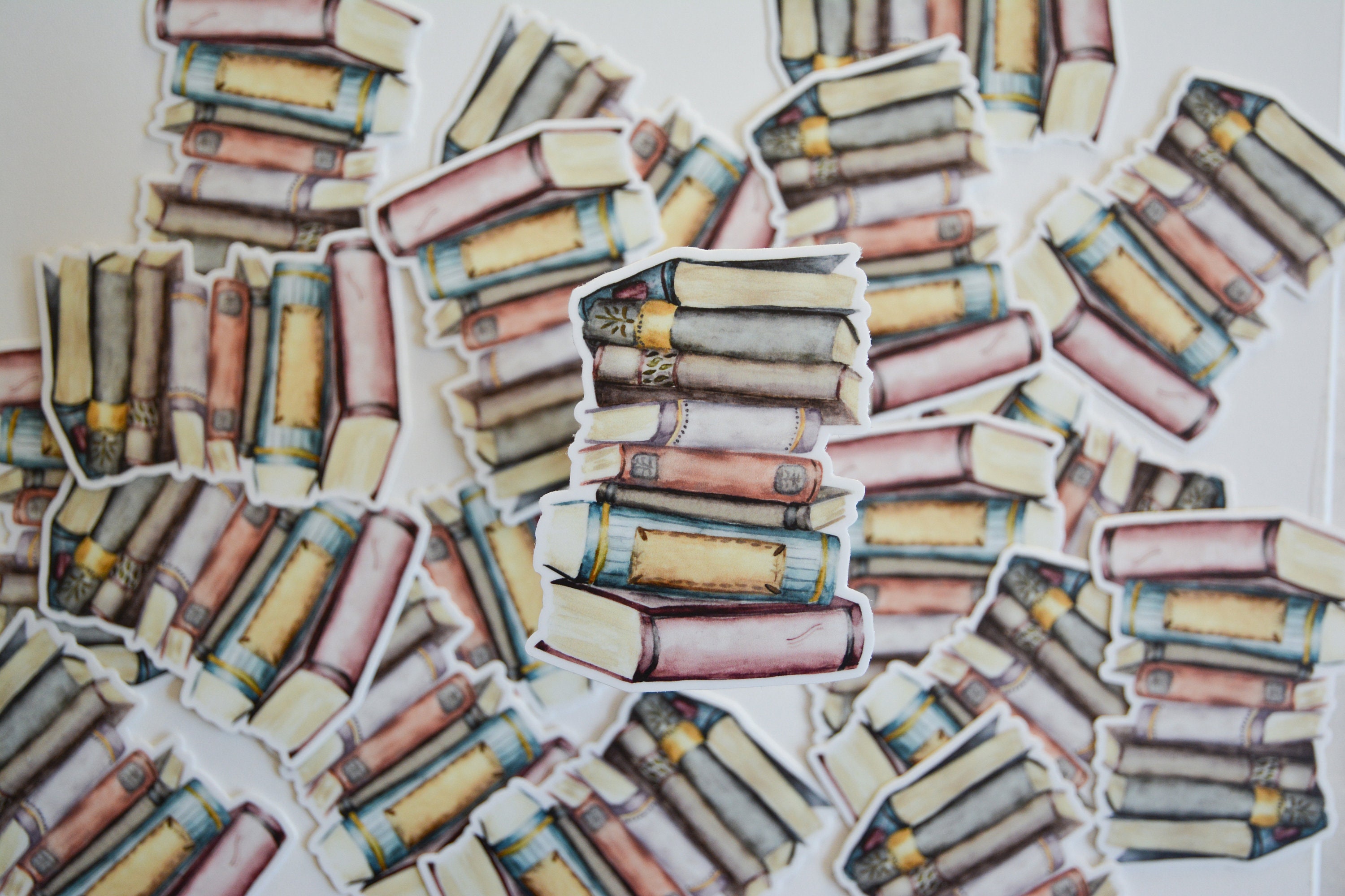 Book Stack Sticker Vintage Vinyl Die Cut Waterproof | Etsy