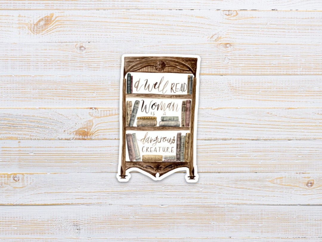 Bookshelf Quote Sticker: A Well Read Woman, Waterproof Vinyl Decal Book ...