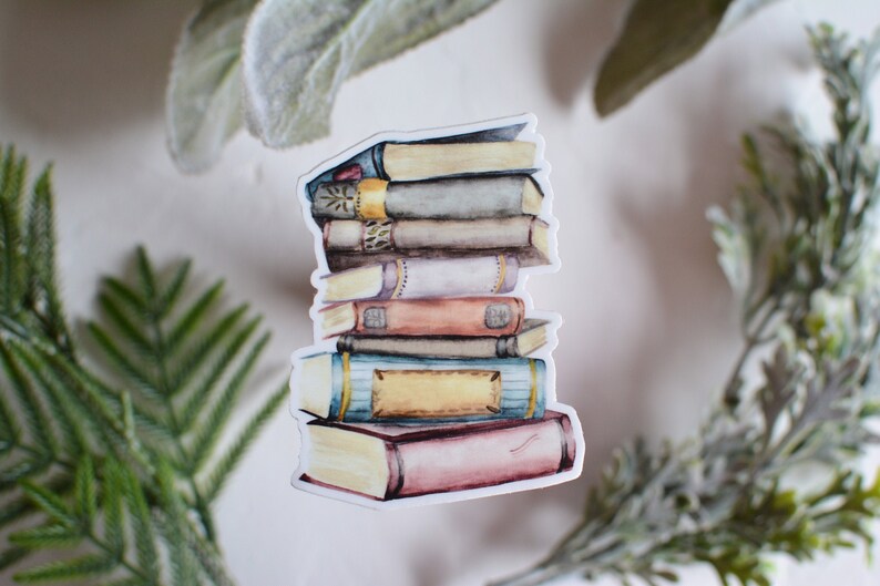 Book Stack Sticker Vintage Vinyl Die Cut Waterproof - Etsy