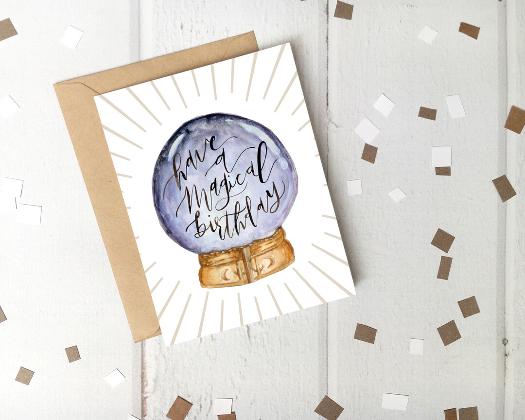 Crystal Ball Birthday Card: Hand-painted Magical Design - Etsy