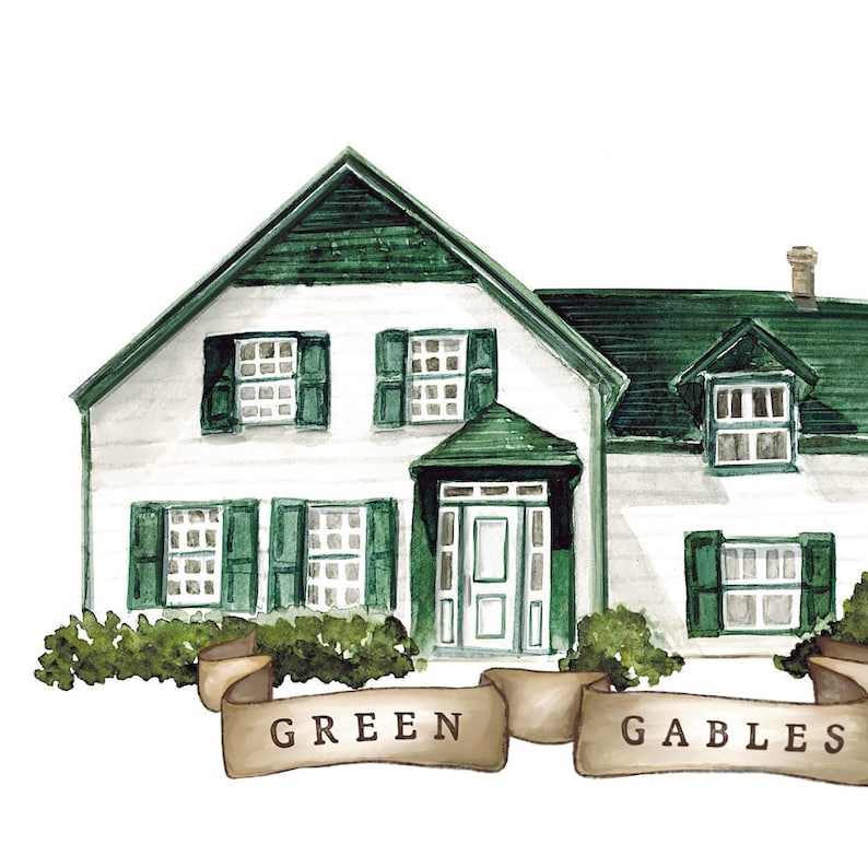 Green Gables Print. House Artwork. Book Lover Gift. Book Wall Art ...