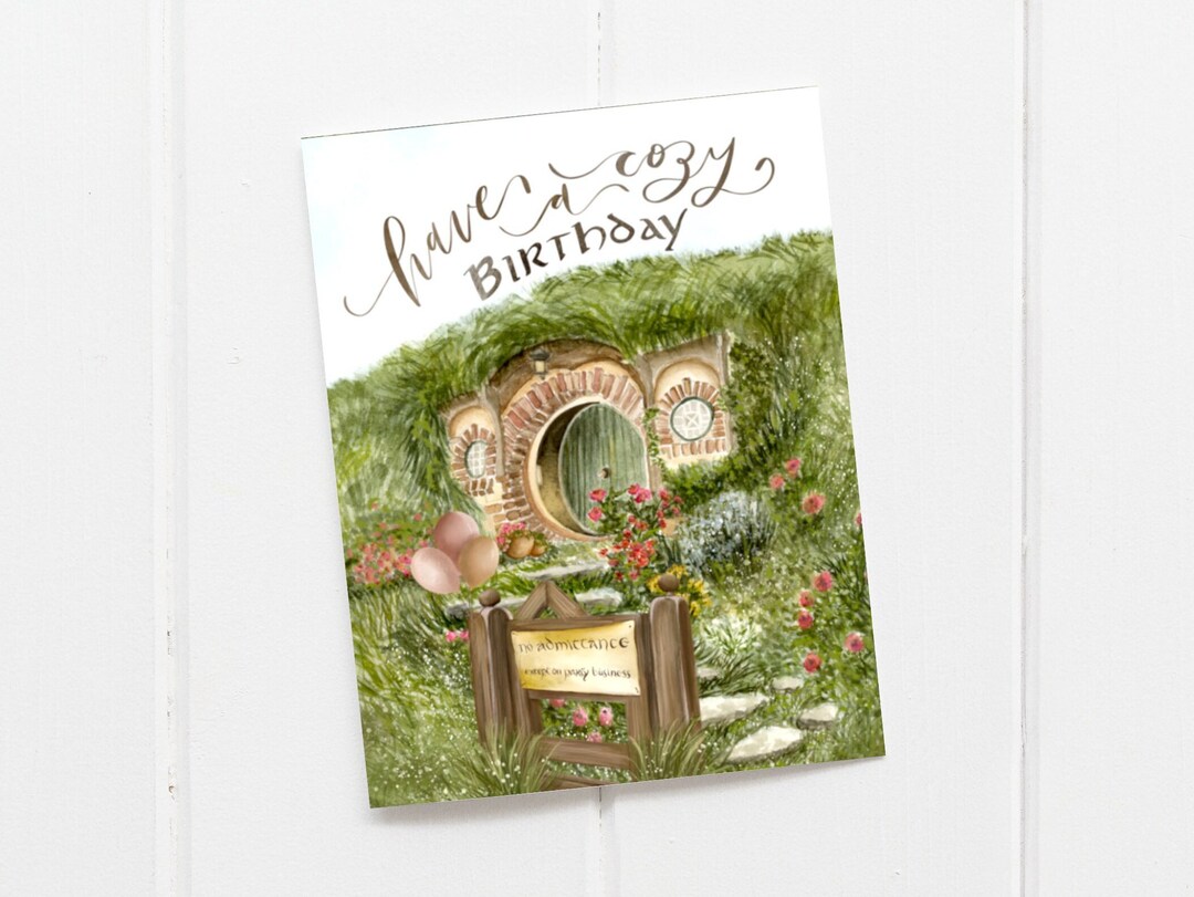 Shire Birthday Card / Have a Cozy Birthday / Gift / Garden / Hand ...