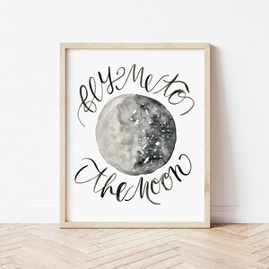 Moon Phase Wall Art / Fly Me to the Moon / Space / Hand Painted / 8x10 ...