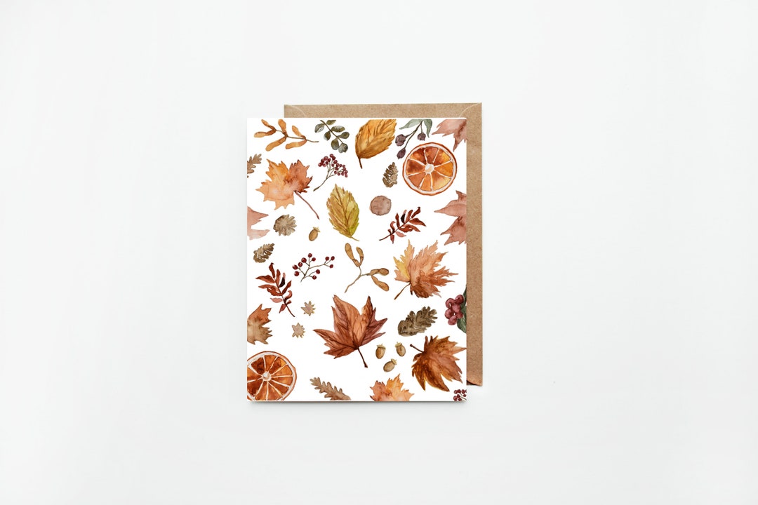 Fall Leaves Card: Hand-painted Autumn Thanksgiving Card - Etsy