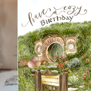Shire Birthday Card / Have a Cozy Birthday / Gift / Garden / Hand ...