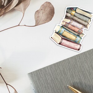 Book Stack Sticker | Vintage | Vinyl | Die Cut | Waterproof | Book Club ...