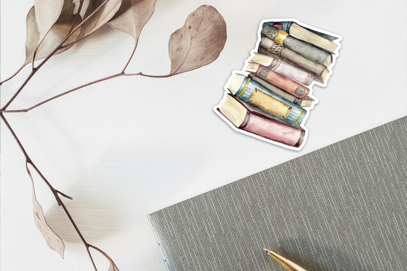 Book Stack Sticker Vintage Vinyl Die Cut Waterproof - Etsy