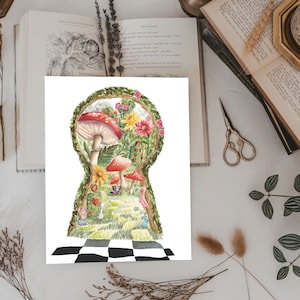 Alice in Wonderland Keyhole Print: Literary Garden Watercolor - Etsy