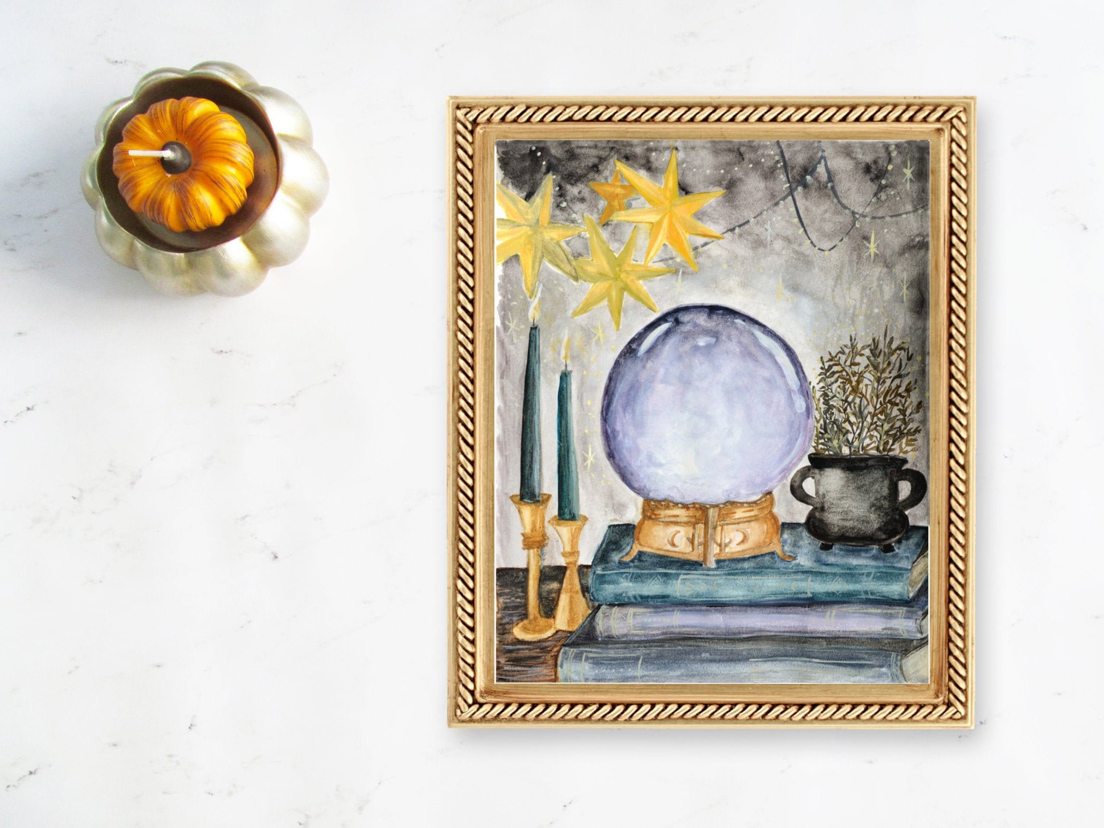 Crystal Ball Print / Psychic Halloween Art Print / Autumn | Etsy