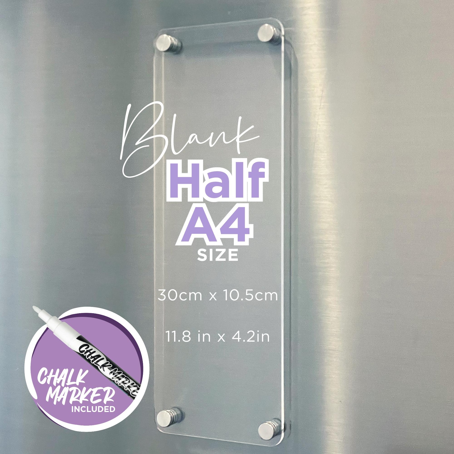 BLANK List Half A4 Fridge Acrylic Planner - Premium Clear Acrylic Mini ...
