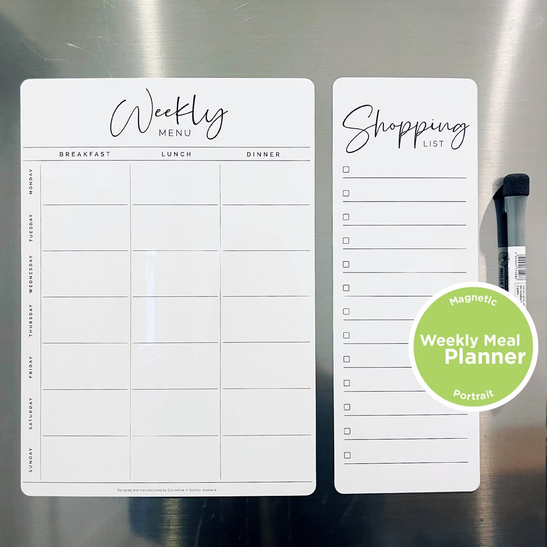 Custom Weekly Meal Planner - Breakfast Lunch Dinner Planner - Magnetic ...