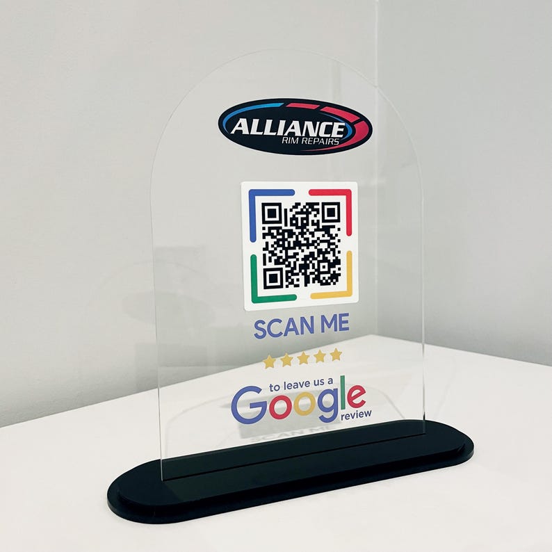 QR Code & Google Review Display Plaque - Booth and Market Stall Table ...
