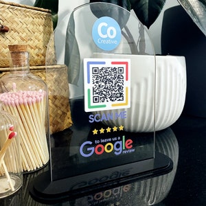 QR Code & Google Review Display Plaque - Booth and Market Stall Table ...