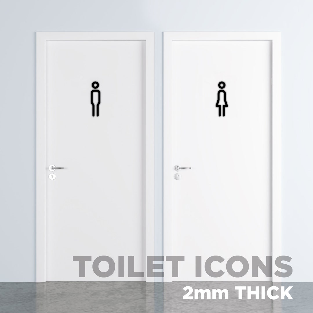 Modern Peel and Stick Bathroom Icons - Restroom, Toilet, WC, Bathroom ...