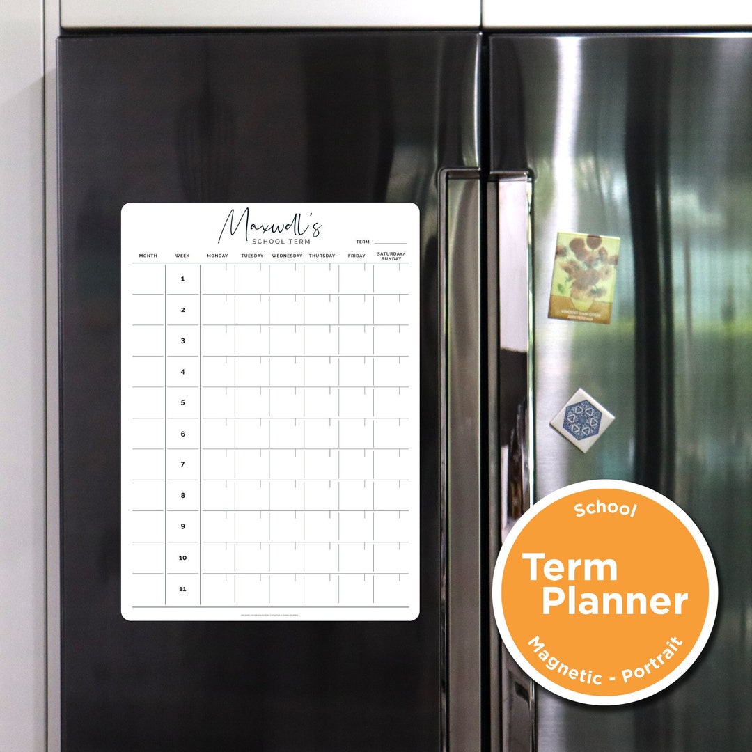 Custom School Term Fridge Planner - Magnetic Whiteboard Term Calendar ...