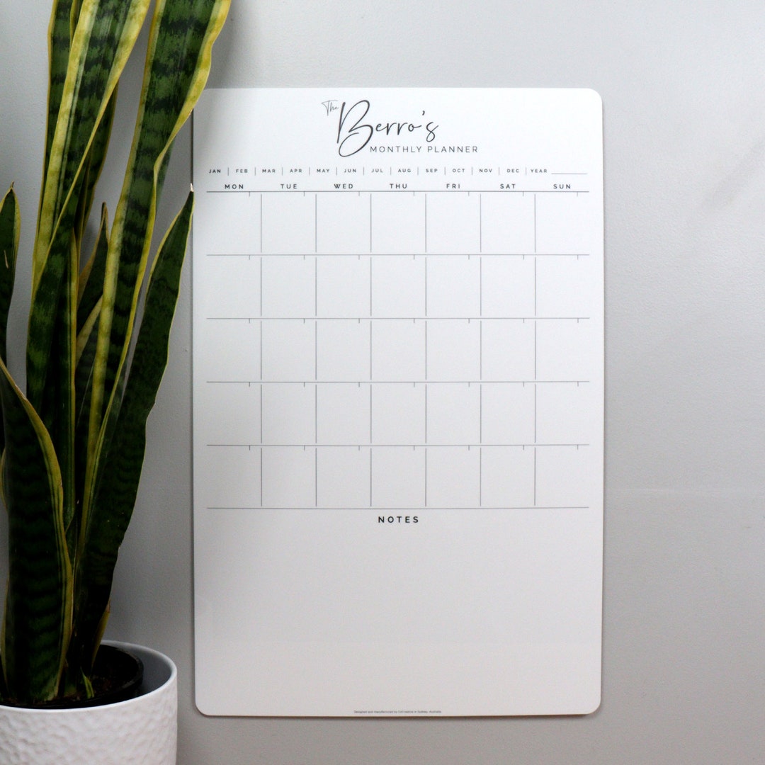 Custom Monthly Wall Planner PORTRAIT Acrylic Monthly Design - Etsy