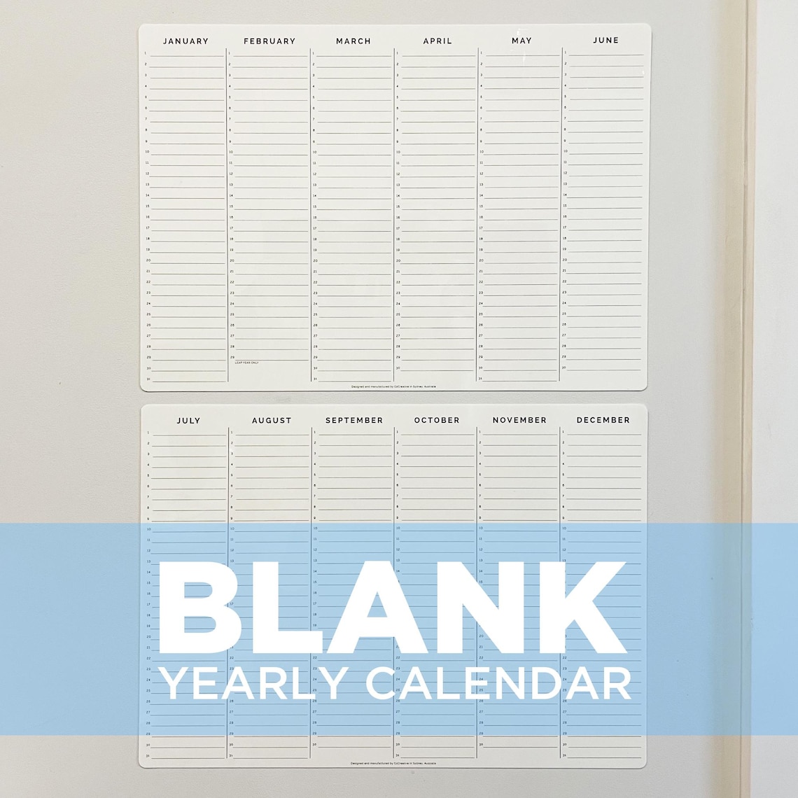 BLANK Yearly Planner - A3 Removable / Magnetic Whiteboard Yearly ...
