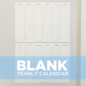 BLANK Yearly Planner - A3 Removable / Magnetic Whiteboard Yearly ...