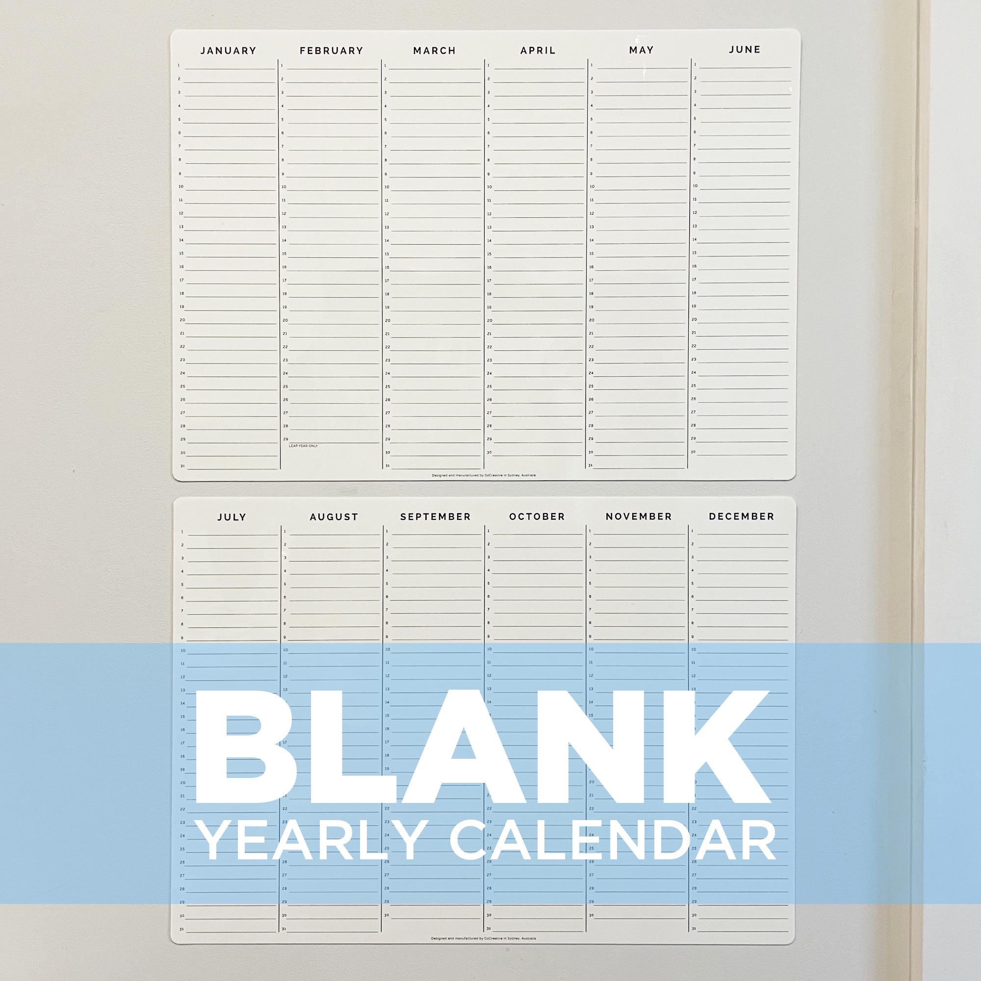 BLANK Yearly Planner - A3 Removable / Magnetic Whiteboard Yearly ...