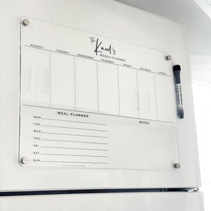 Weekly MEAL Magnetic Fridge Acrylic Planner A3 - BLACK UV Print - Clear ...