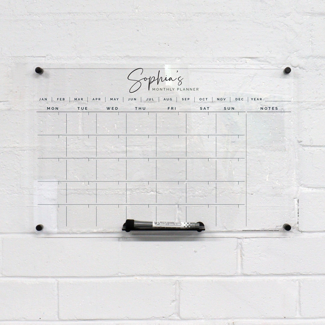Custom Wall Planner - Monthly + List Section Design - Clear Acrylic ...