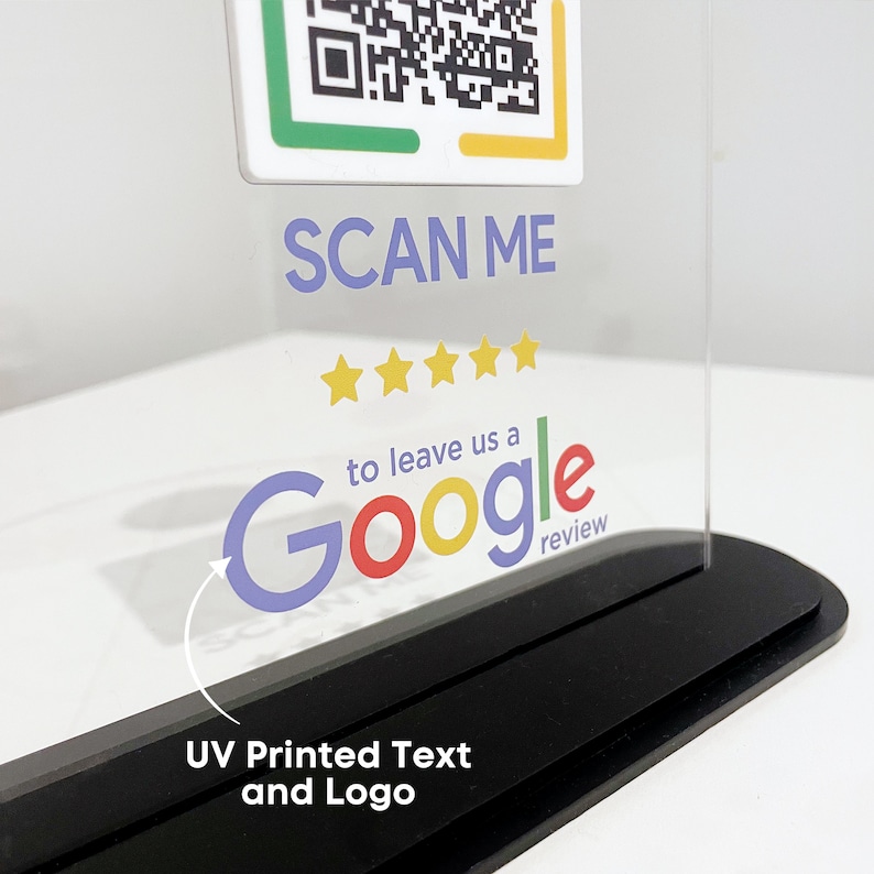 QR Code & Google Review Display Plaque - Booth and Market Stall Table ...