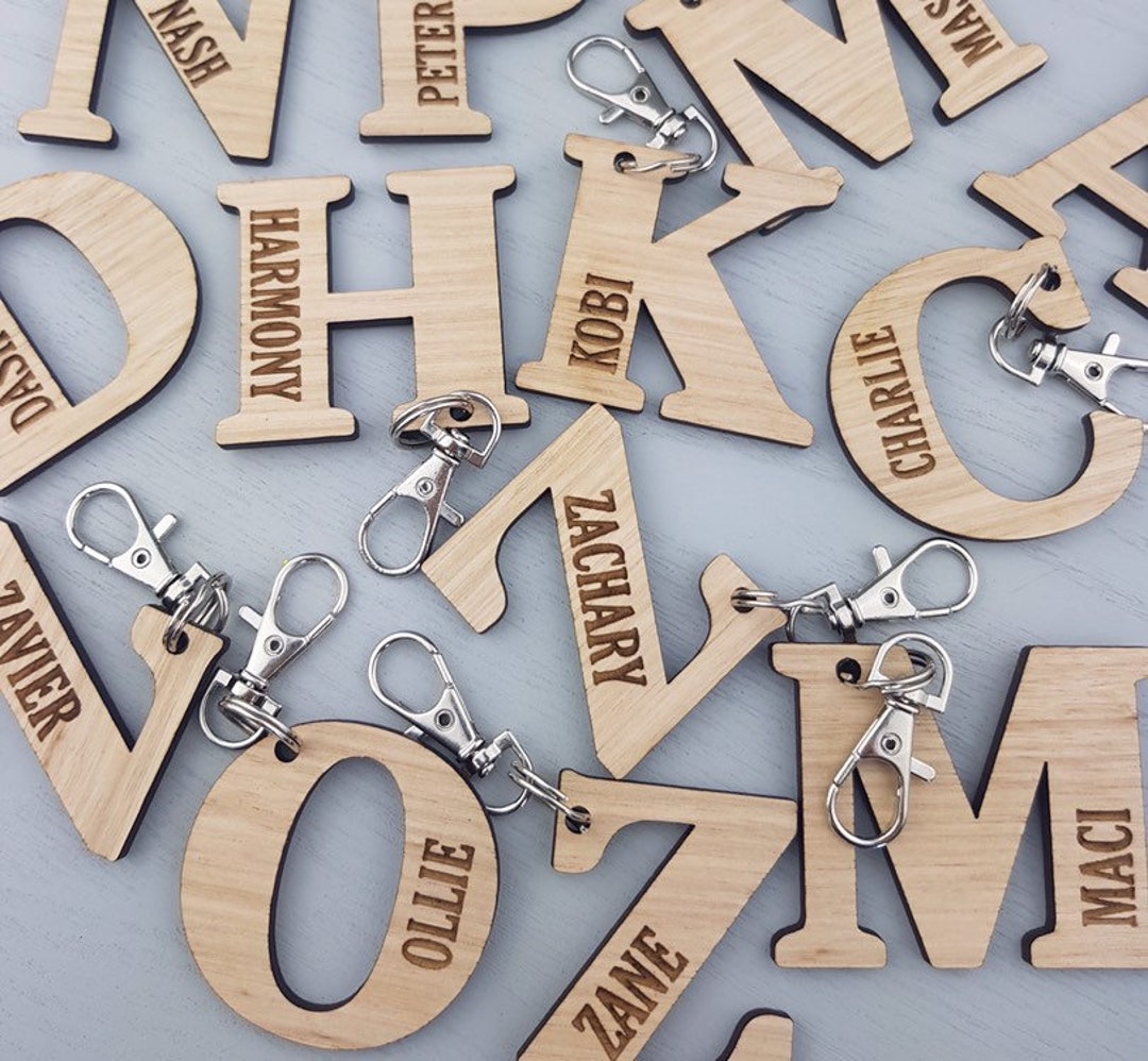 Personalised Wooden Kids Name Tags. Laser Cut Bag Tag/ Key Ring for ...