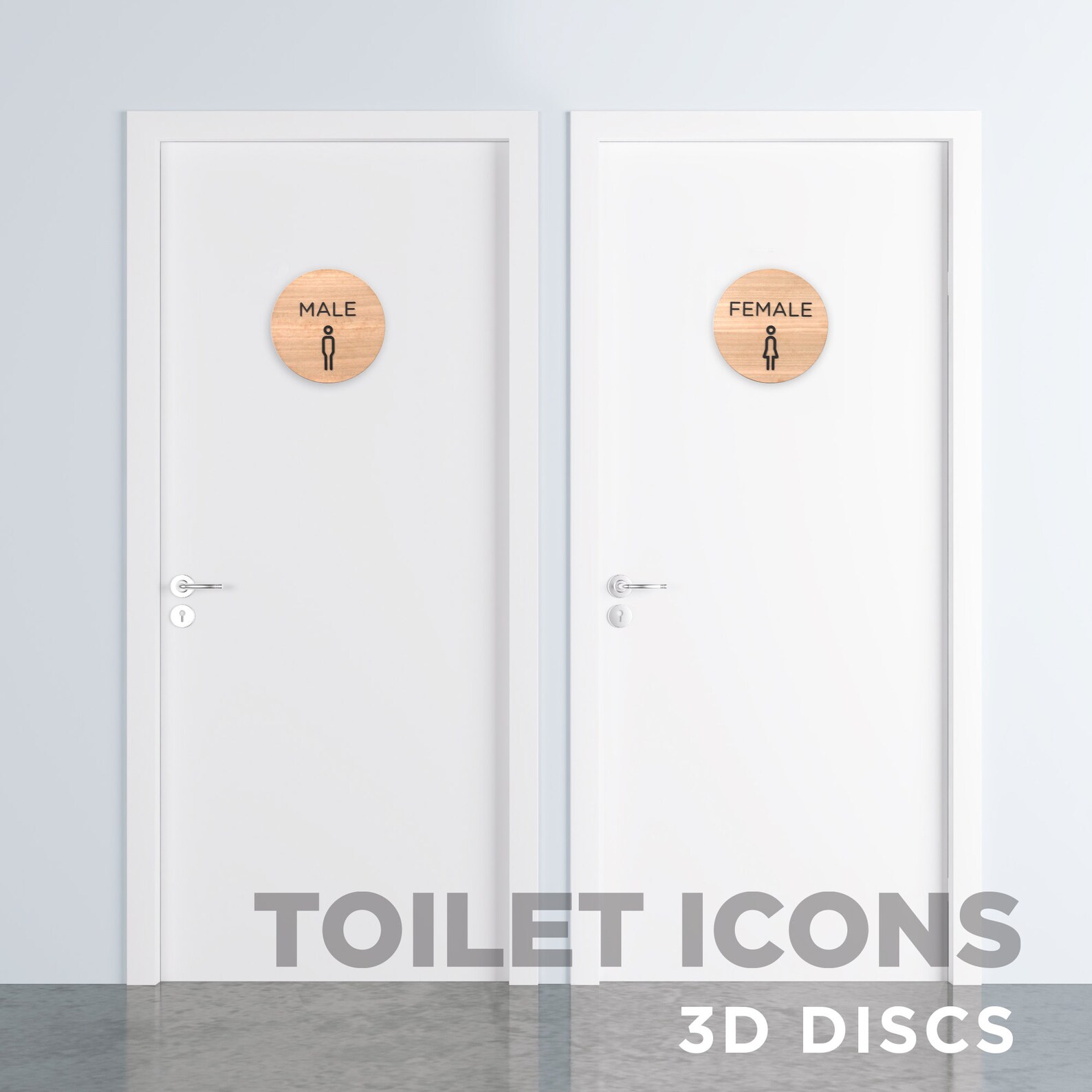 Toilet Signage - 3D Disc Set of Two - Restroom Sign, Bathroom Door Sign ...