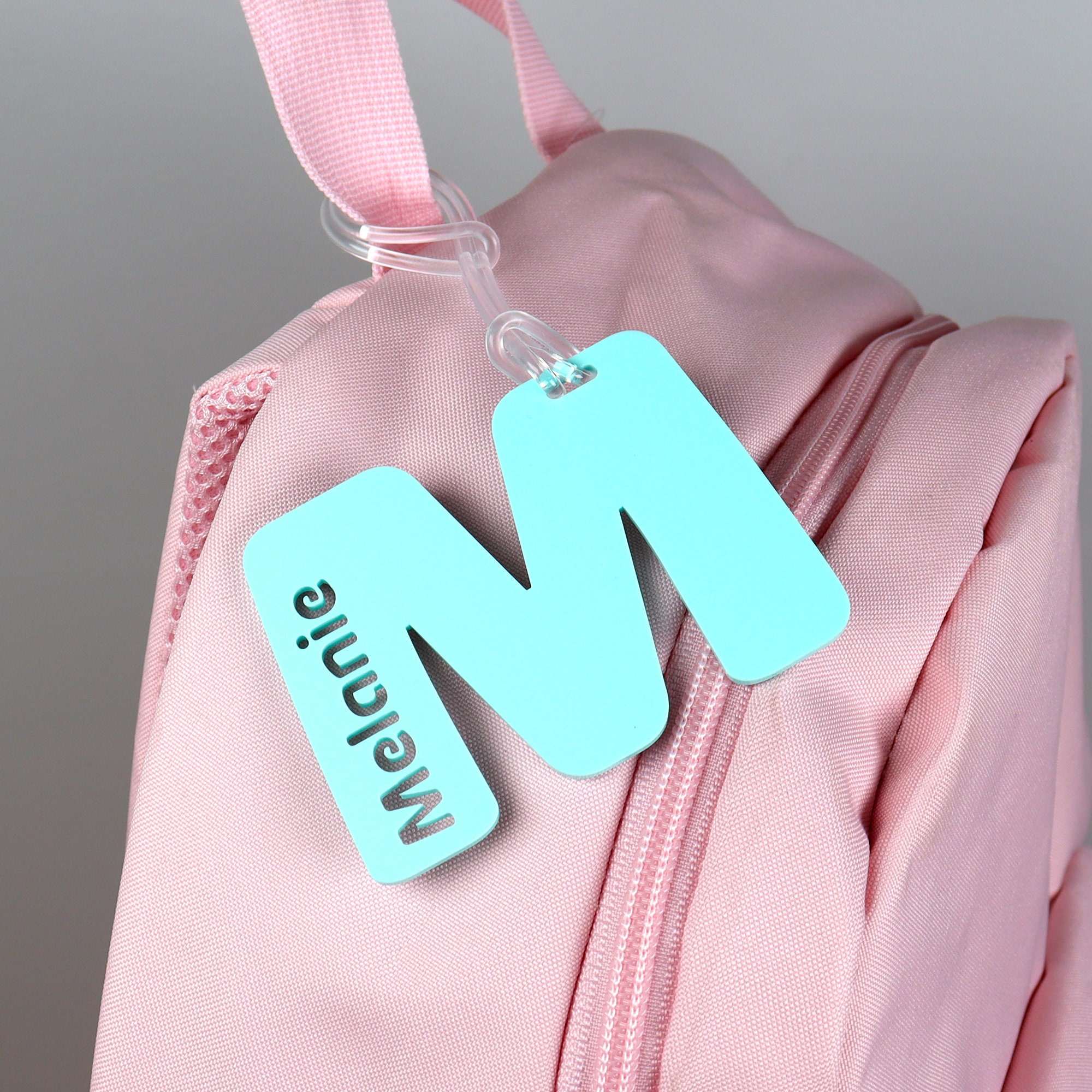 Personalised Pastel Alphabet Bag Tag | Large Letter Cut Kids Name ...