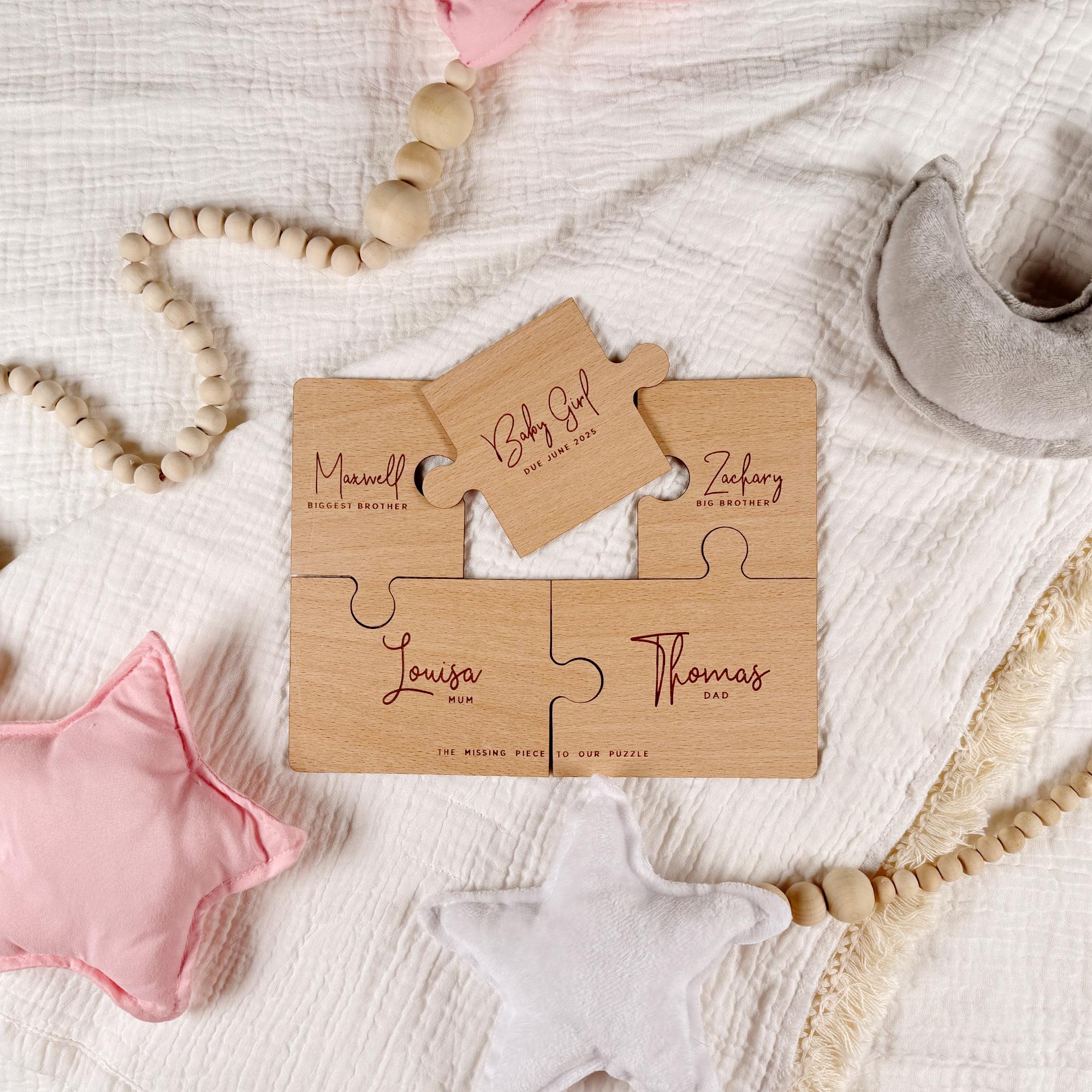 The Missing Piece to Our Puzzle Baby Announcement | Custom Wood ...
