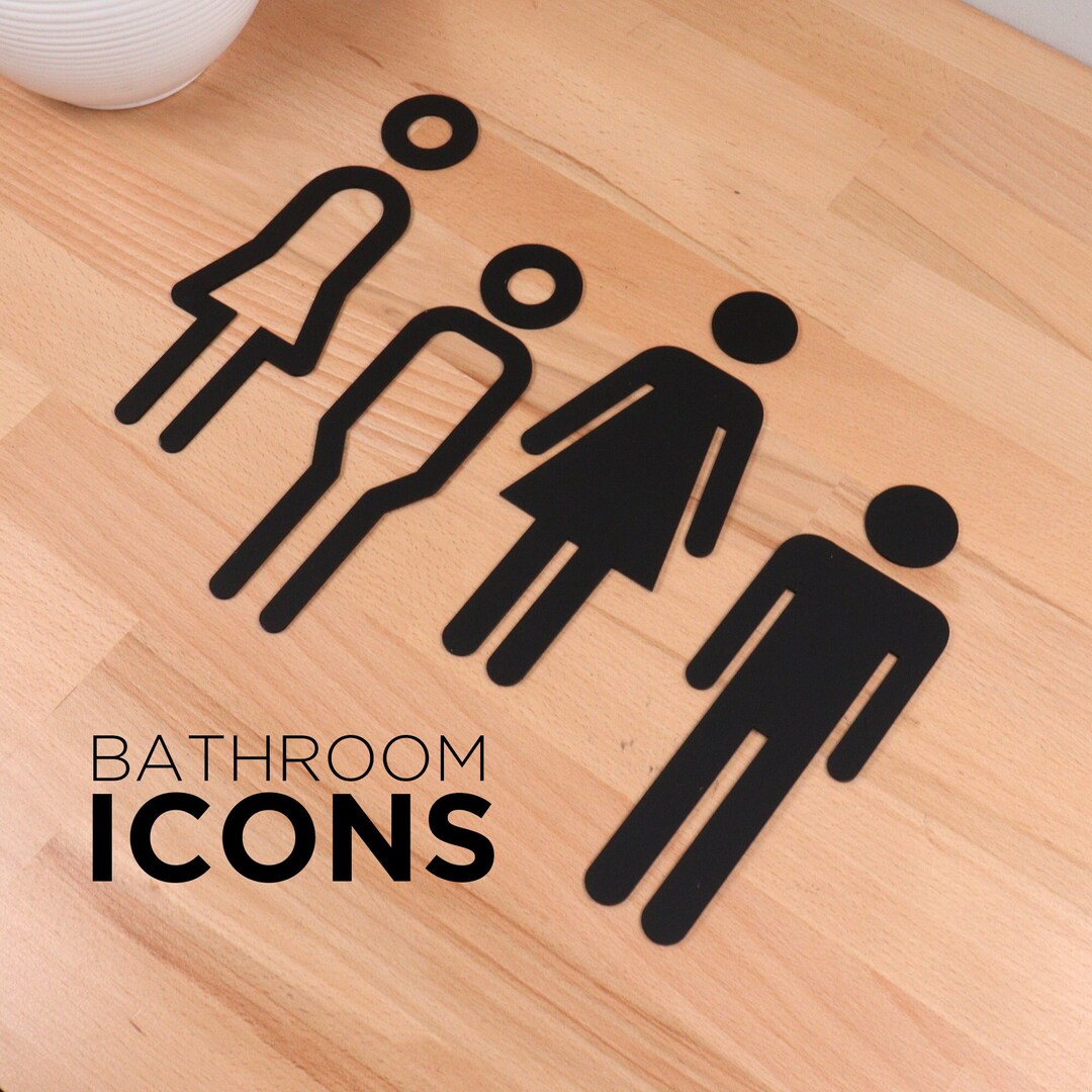 Modern Peel and Stick Bathroom Icons Restroom Toilet WC - Etsy