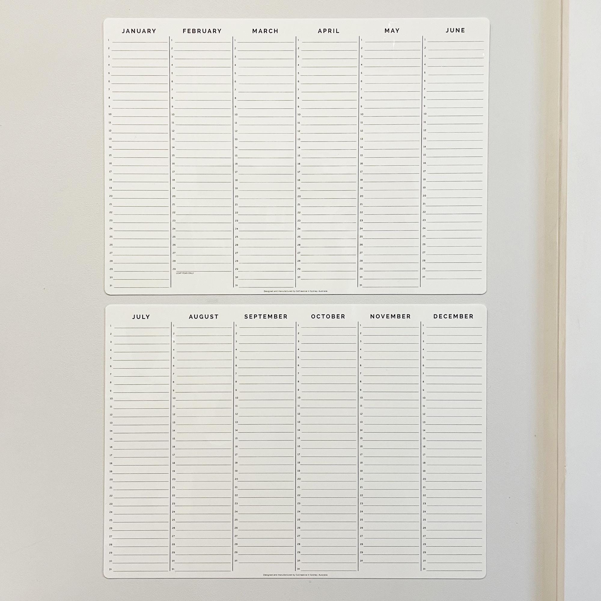 BLANK Yearly Planner - A3 Removable / Magnetic Whiteboard Yearly ...