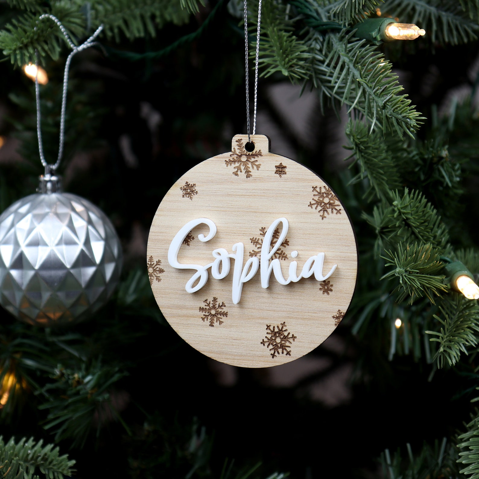 Personalised Bauble Christmas Tree Decoration Laser Cut Wood | Etsy