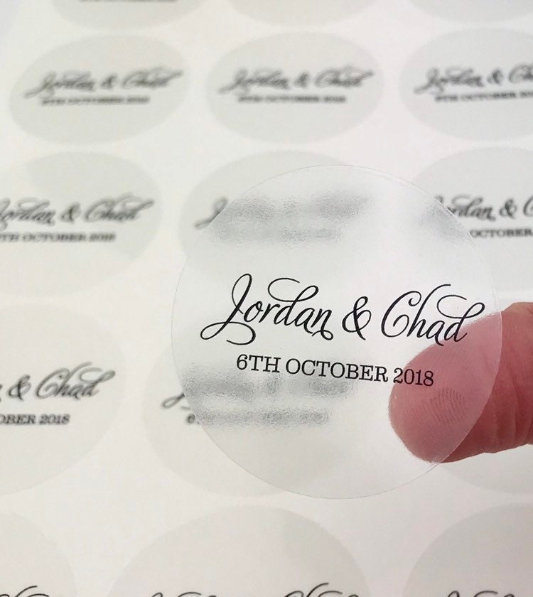 Round clear stickers for wedding invites Personalised | Etsy