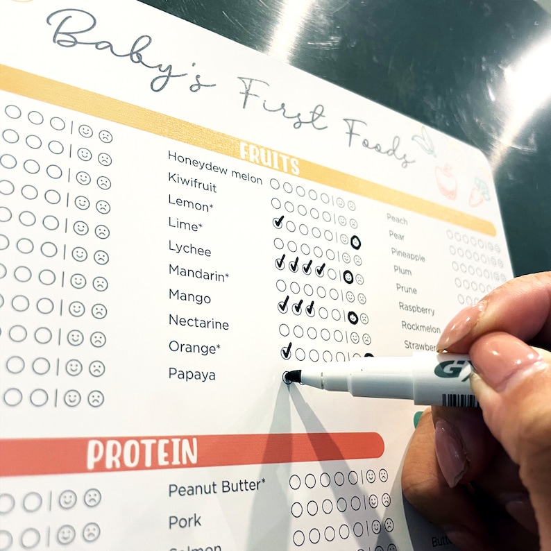 A4 Mini Baby Feeding Log & Food Tracker | Magnetic Solid Foods Chart ...