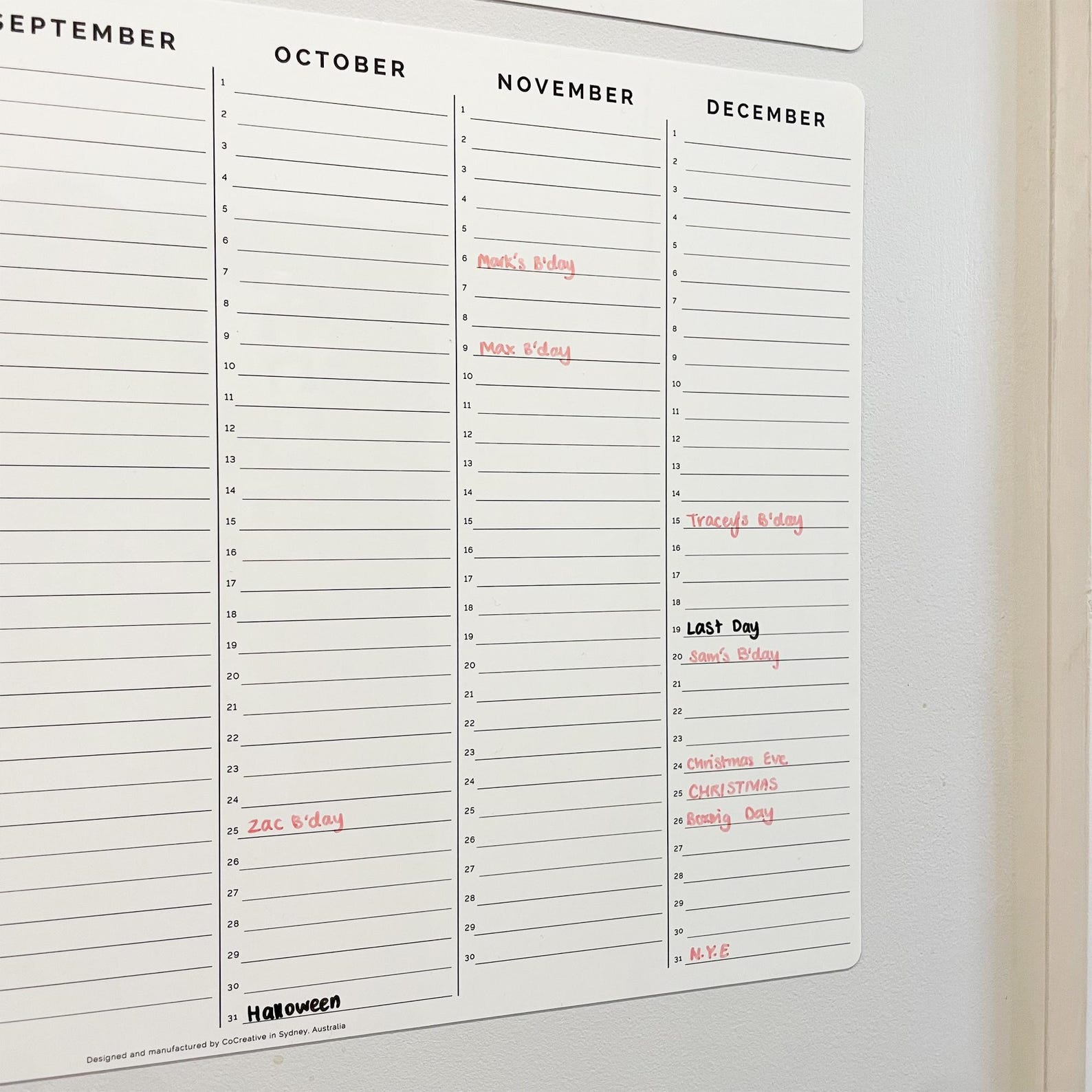 BLANK Yearly Planner - A3 Removable / Magnetic Whiteboard Yearly ...
