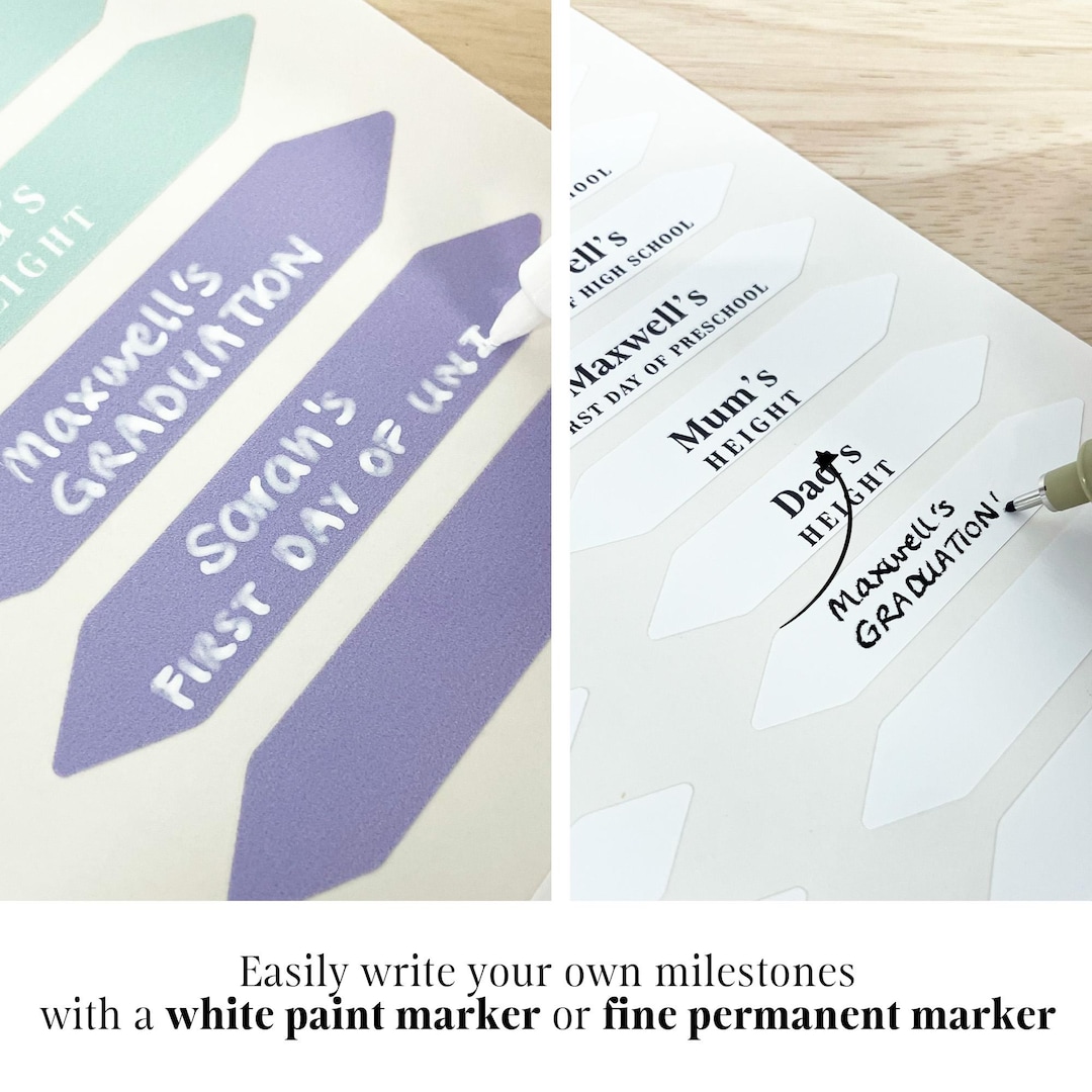 Personalised Vinyl Height Chart Stickers - Custom Name Height Chart ...