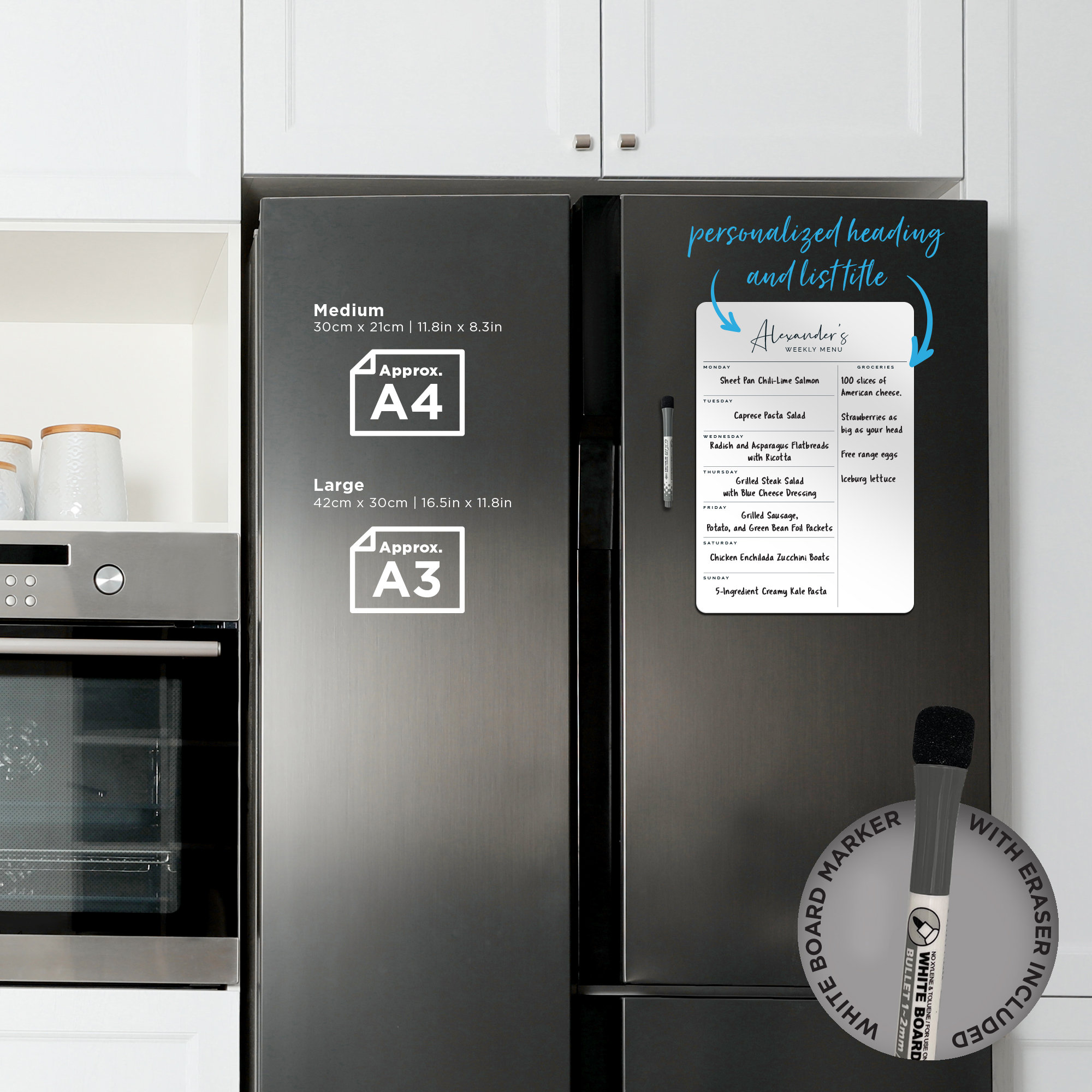 Custom Weekly Fridge Planner Magnetic Whiteboard Calendar - Etsy