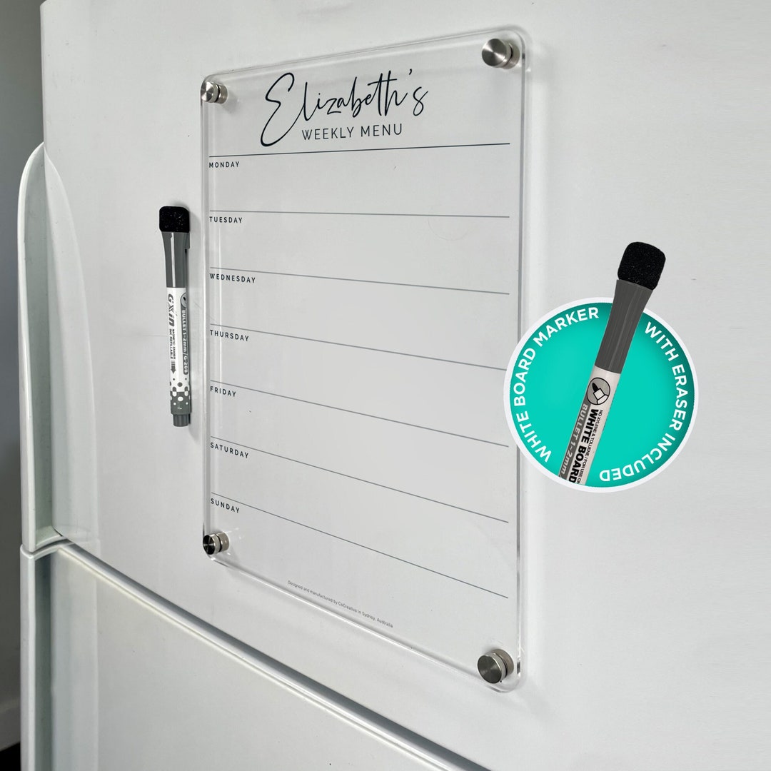 ORIGINAL A4 Weekly Fridge Clear Acrylic Planner - BLACK UV Print ...