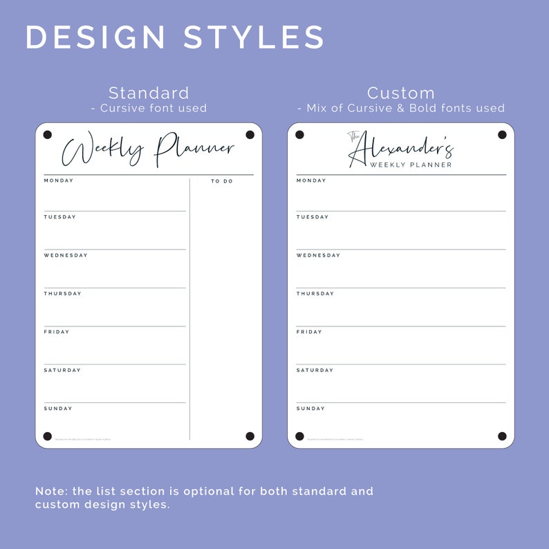 Custom Weekly Wall Planner Acrylic Whiteboard Calendar | Etsy