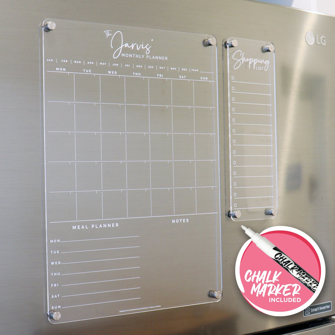 PORTRAIT Monthly Magnetic Fridge Acrylic Planner A3 | WHITE UV Print - Etsy