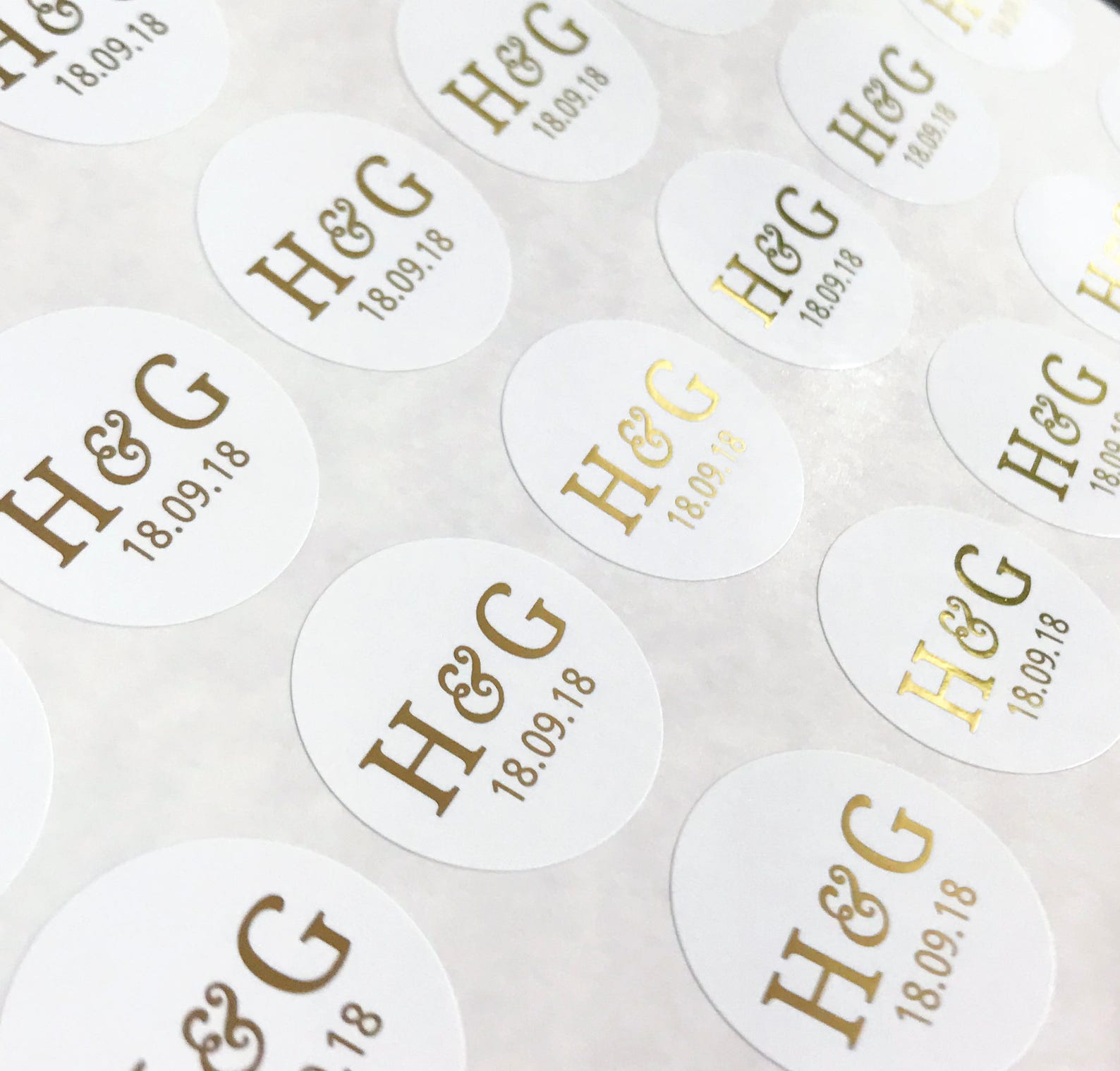 Round Gold Foil Stickers for Wedding Invites Personalised - Etsy